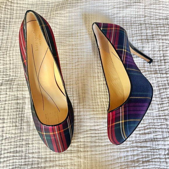 kate spade | Shoes | Kate Spade New York Blue Red Tartan Plaid Print ...